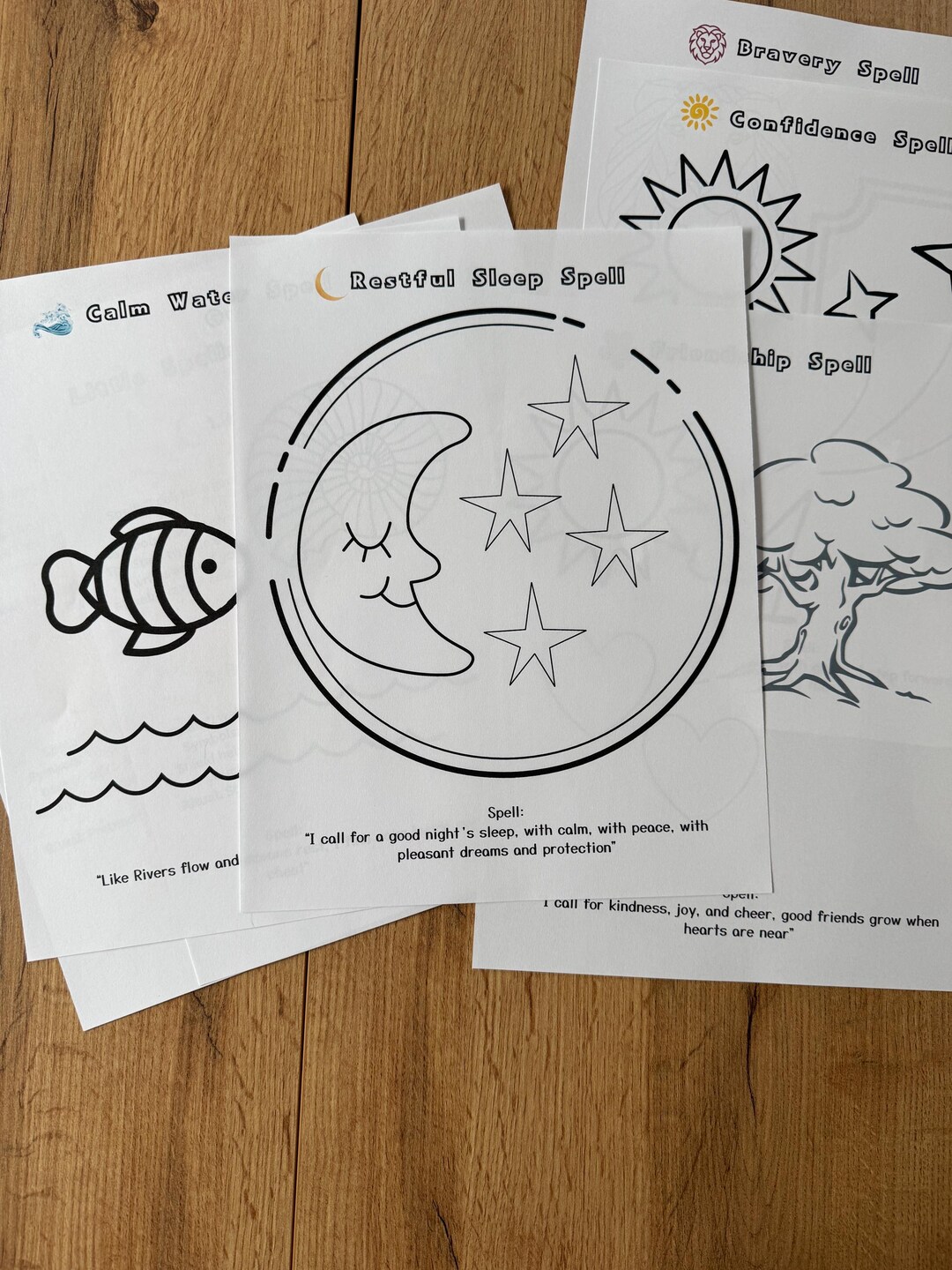 Mindful Magic Coloring Pages for Kids, Calm & Courage Spells (PDF) - Etsy