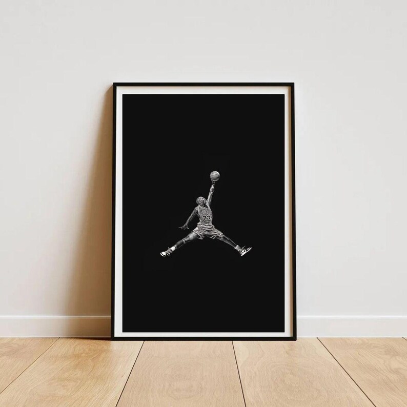 Michael Jordan Iconic Dunk Poster: Black and White NBA Wall Art - Etsy ...