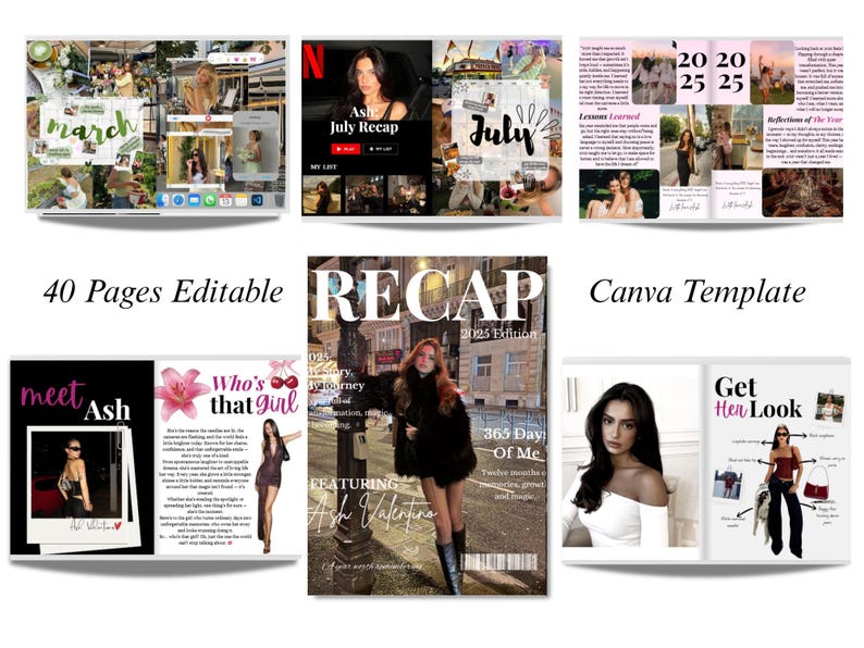 Yearly Recap Magazine Canva 2025 Year in Review Recap Journall Editable ...
