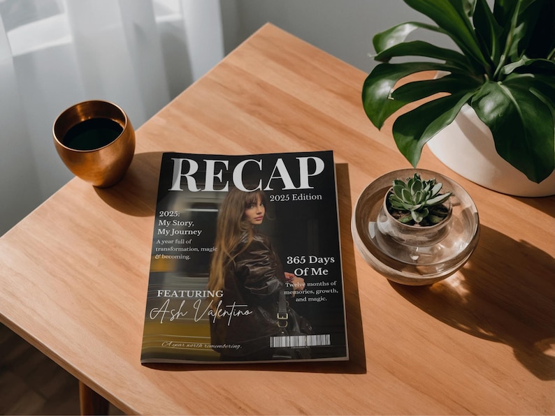 Yearly Recap Magazine 2025 Year in Review Journal Editable Canva ...