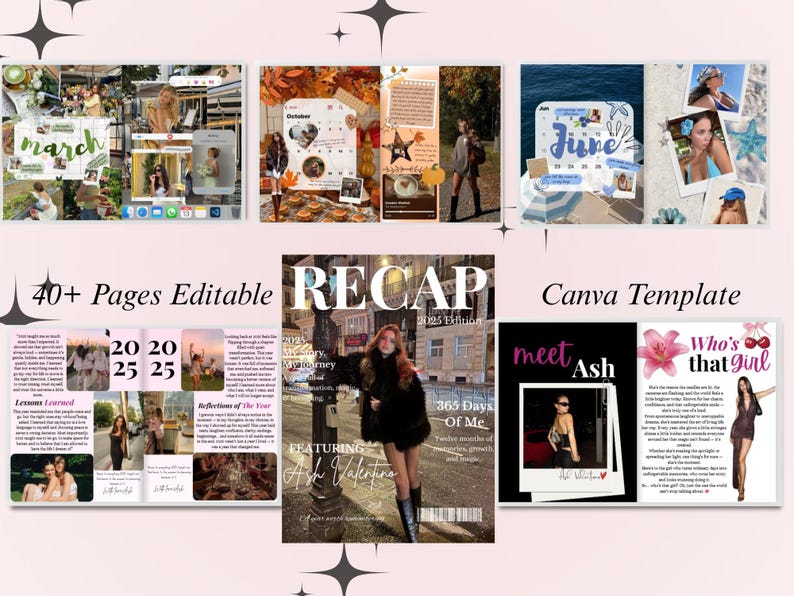2025 Recap Magazine Template Canva | Year Review Recap Journal ...