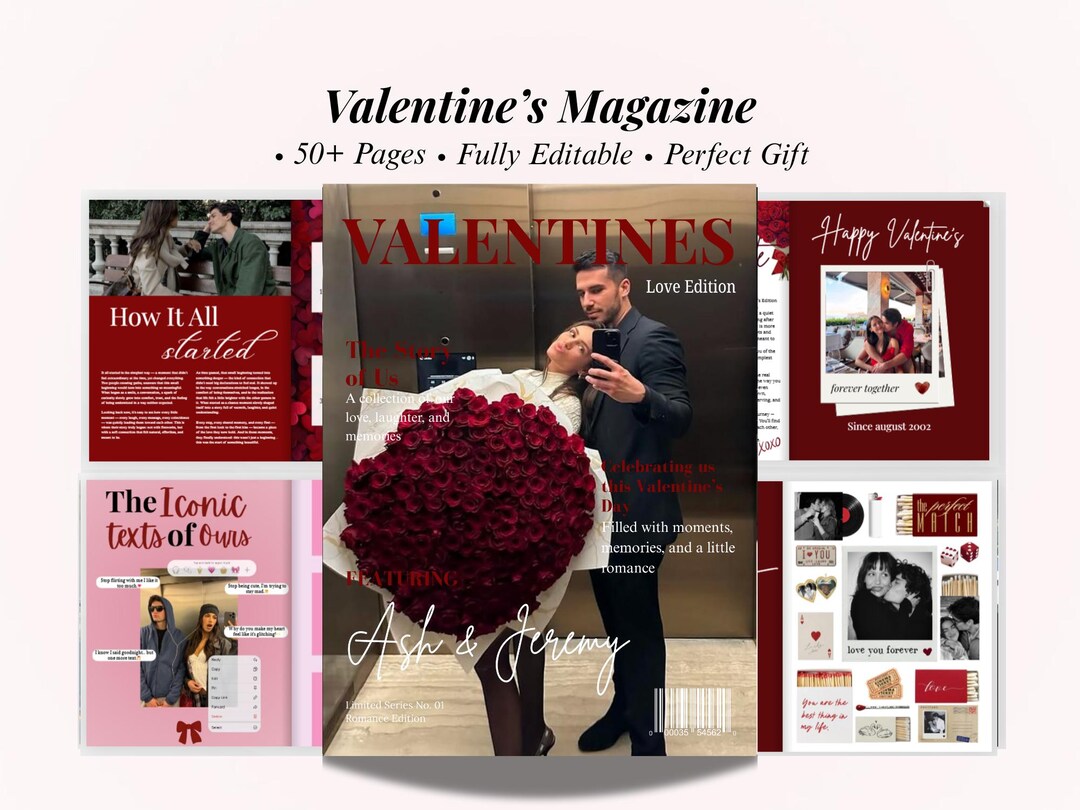 Valentines Magazine Couple Canva Template Editable Love Magazine for ...