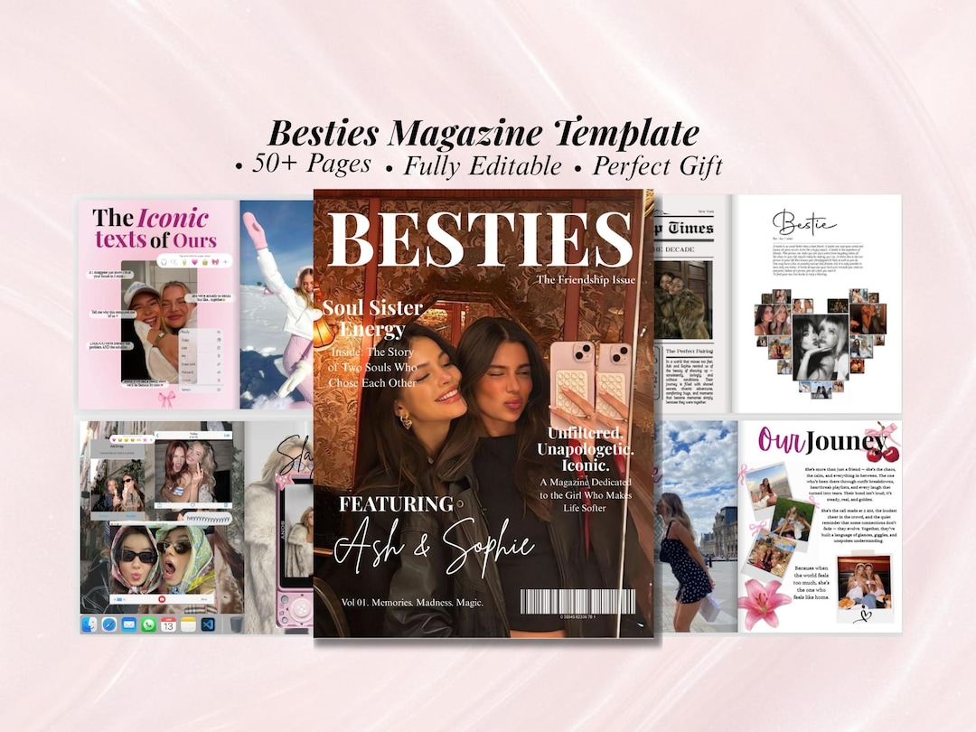 Bestfriend Magazine Template Canva Friendship Magazine Printable Gift ...