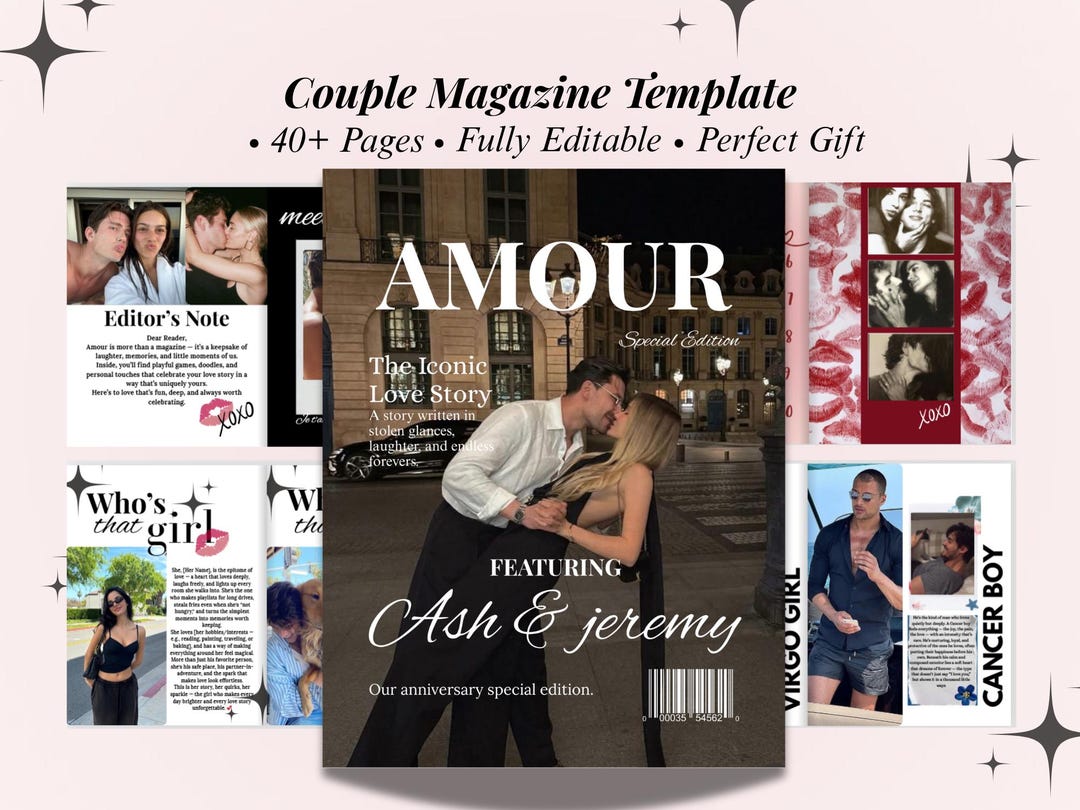 Couple Magazine Template Editable Couple Memory Book Personalised ...