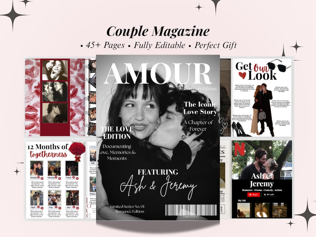 Couple Magazine Template Relationship Gift for Boyfriend Custom Couples ...