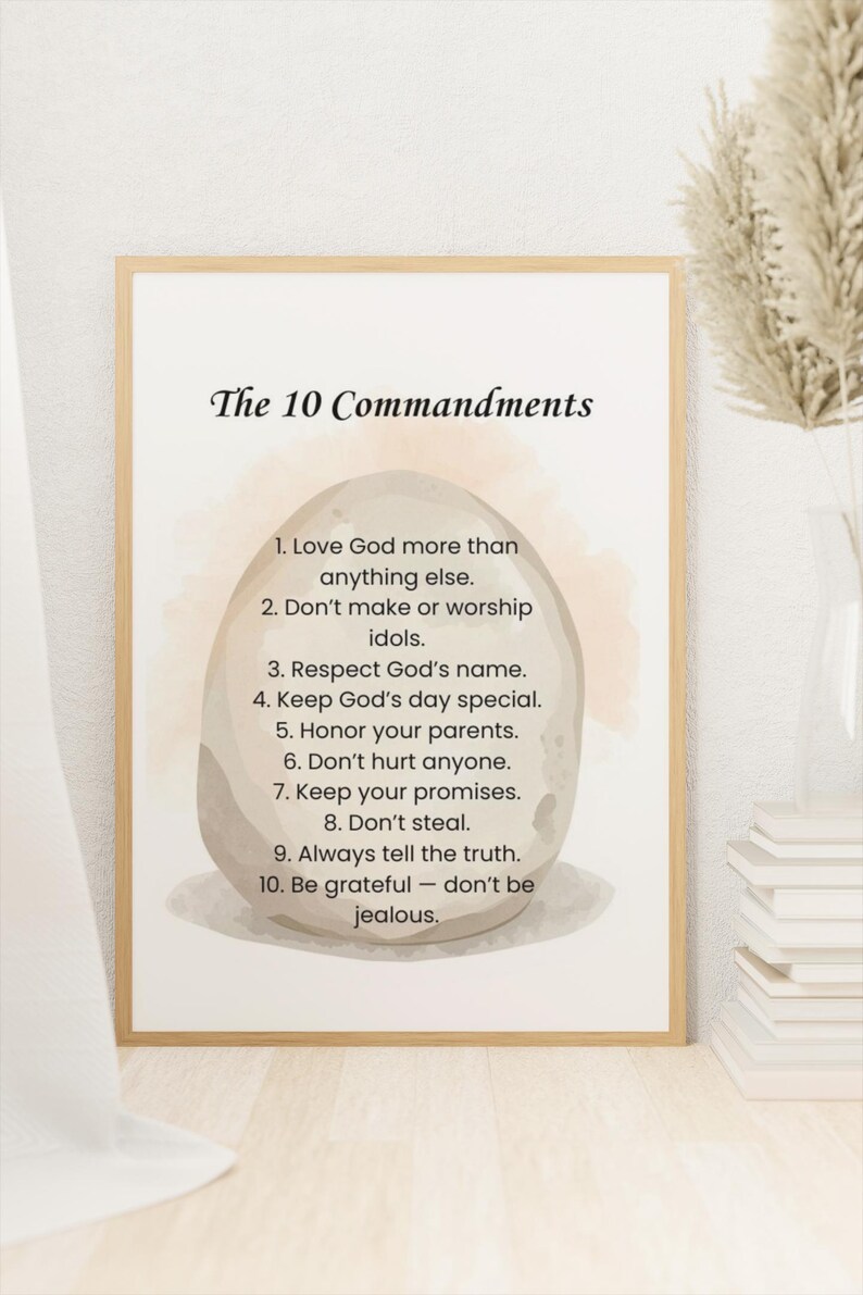 The 10 Commandments Wall Art, Kids Wall Art, Christian Wall Prints ...