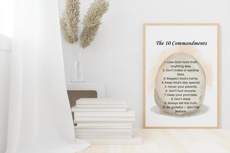 The 10 Commandments Wall Art, Kids Wall Art, Christian Wall Prints ...