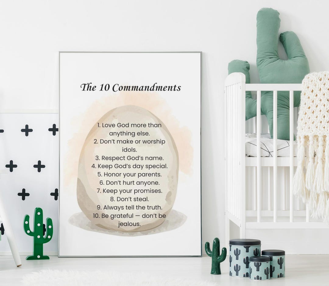 The 10 Commandments Wall Art, Kids Wall Art, Christian Wall Prints ...