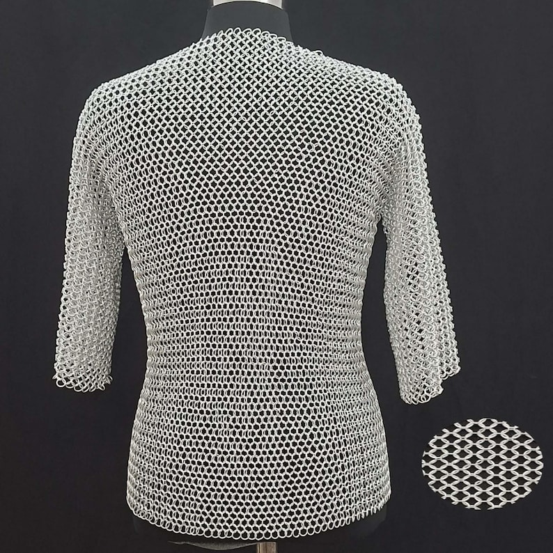 Aluminium Butted Chain Mail Hauberk: Half Sleeve Round Rings Medieval ...