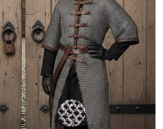 Medieval 9mm Chainmail Hauberk - Flat Riveted Mild Steel Armor - SCA ...