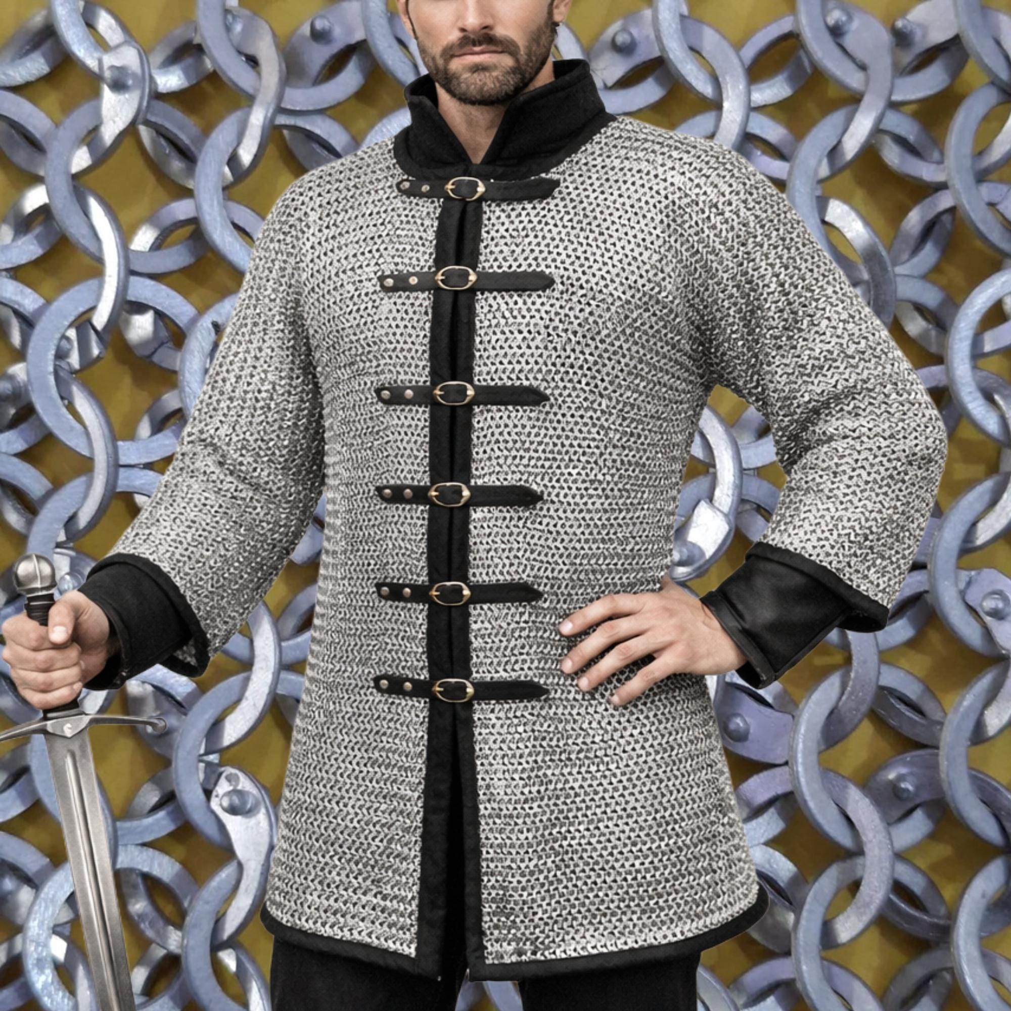 Darkened Aluminum Chainmail Shirt | Medieval Hauberk, LARP Costume - Etsy