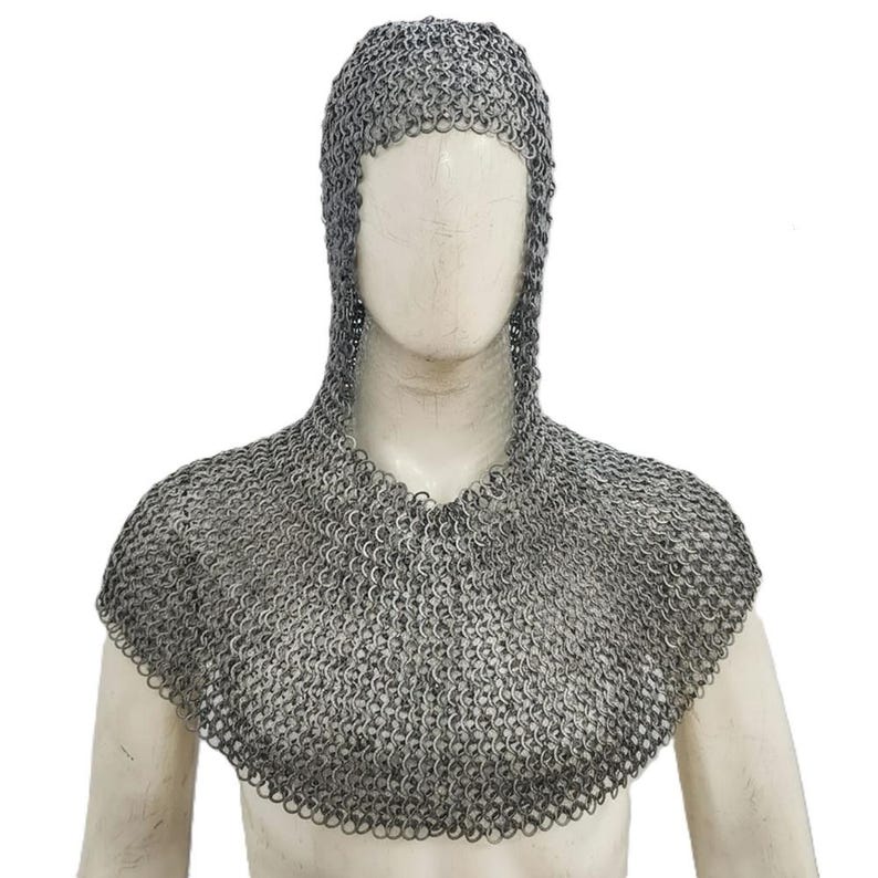 9mm Chainmail Hauberk Mild Steel: Medieval Viking Front Open Shirt ...