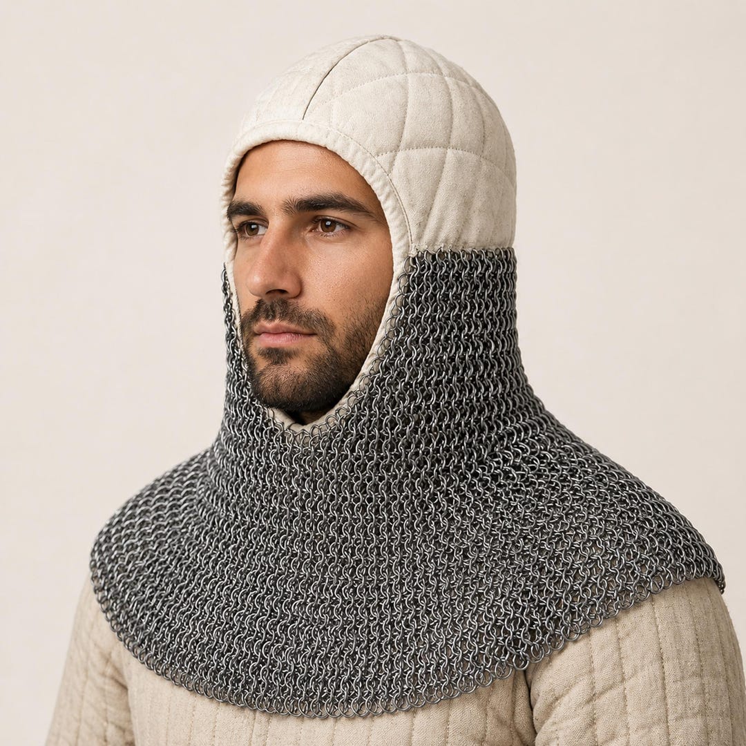 Medieval Chainmail Coif | Padded Cotton, 9mm MS Rings | LARP Armor - Etsy