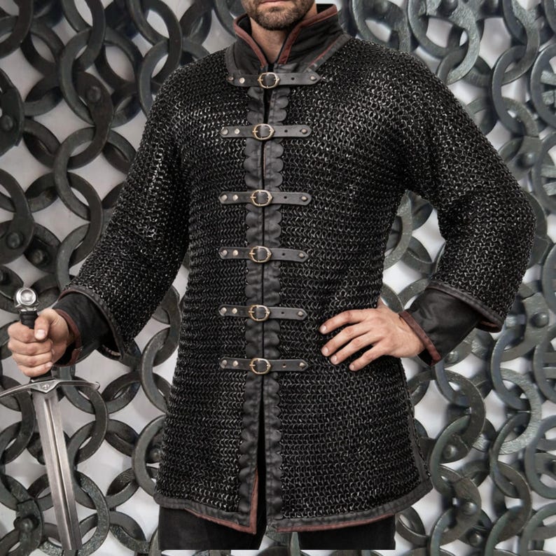 Darkened Aluminum Chainmail Shirt | Medieval Hauberk, LARP Costume - Etsy
