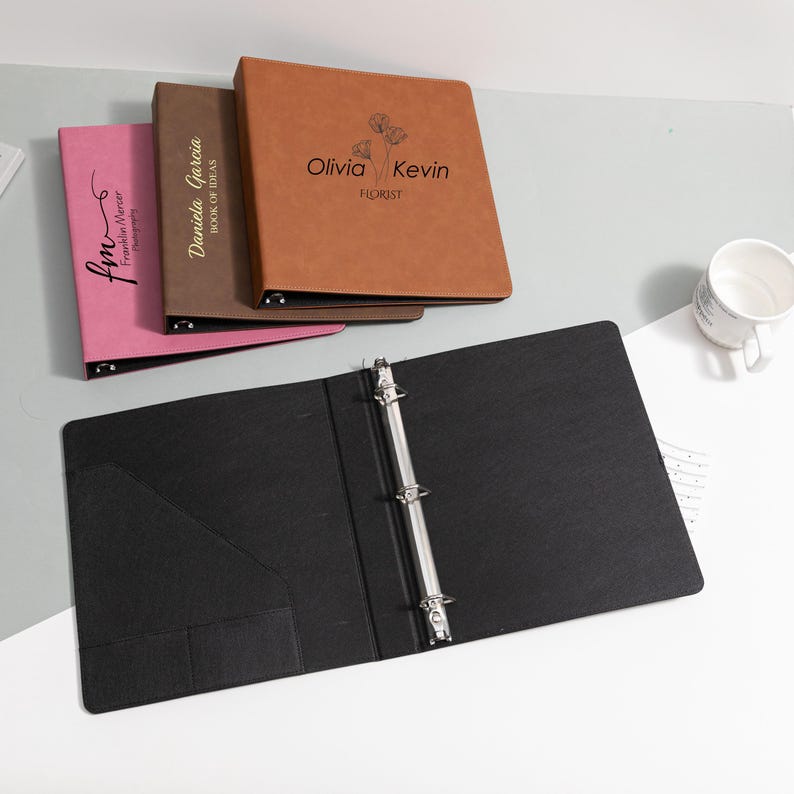 Luxury Leather 3 Ring Binder | Personalized Recipe Book Binder | Custom ...