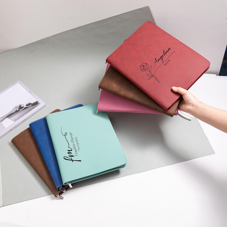 Personalized Refillable Portfolio, Custom Portfolio With Zipper, Custom ...