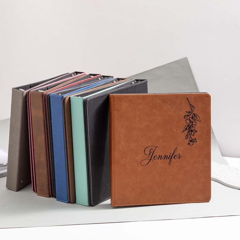 Luxury Leather 3 Ring Binder | Personalized Recipe Book Binder | Custom ...