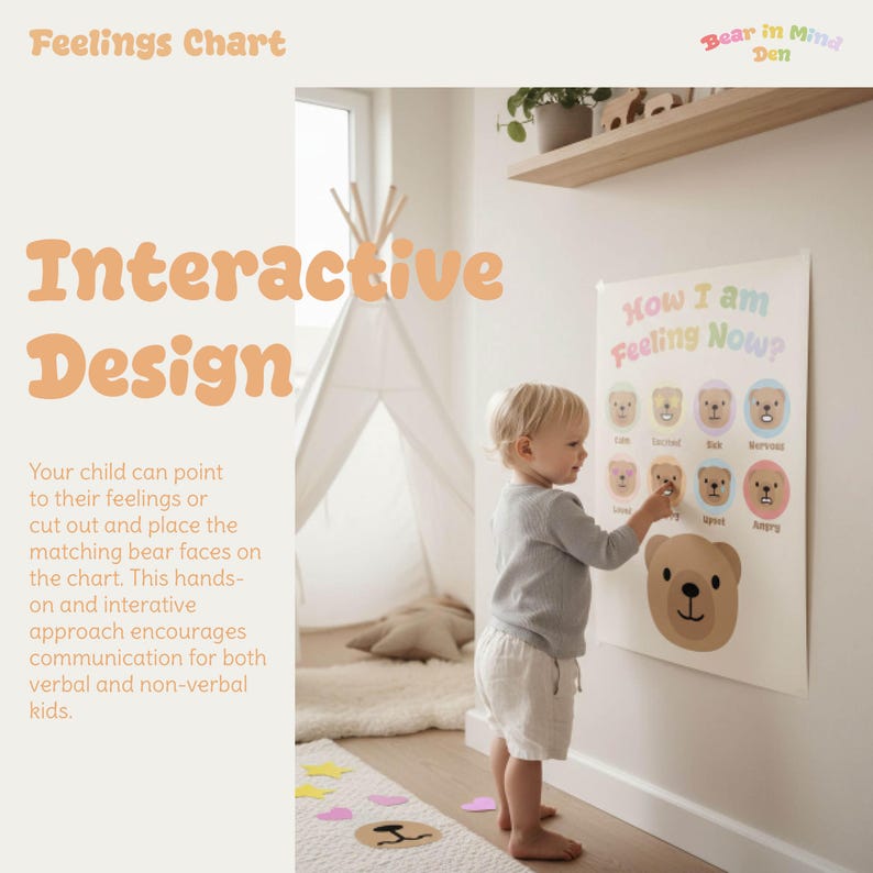 Interactive Feelings Chart for Kids: Visual Aid, Toddlers Emotions ...