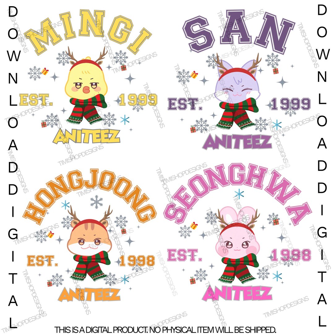 Aniteez Ateez Cute Shirt Design PNG | ATEEZ Character Digital Download ...