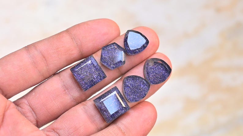 Natural Blue Sand Stone Doublet Step Cut Mix Shape Gemstone High ...