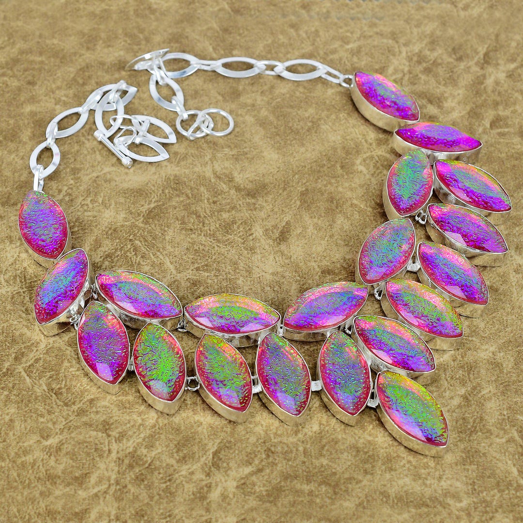 Pink Australian Triplet Opal Necklace: Handmade 925 Sterling Silver ...