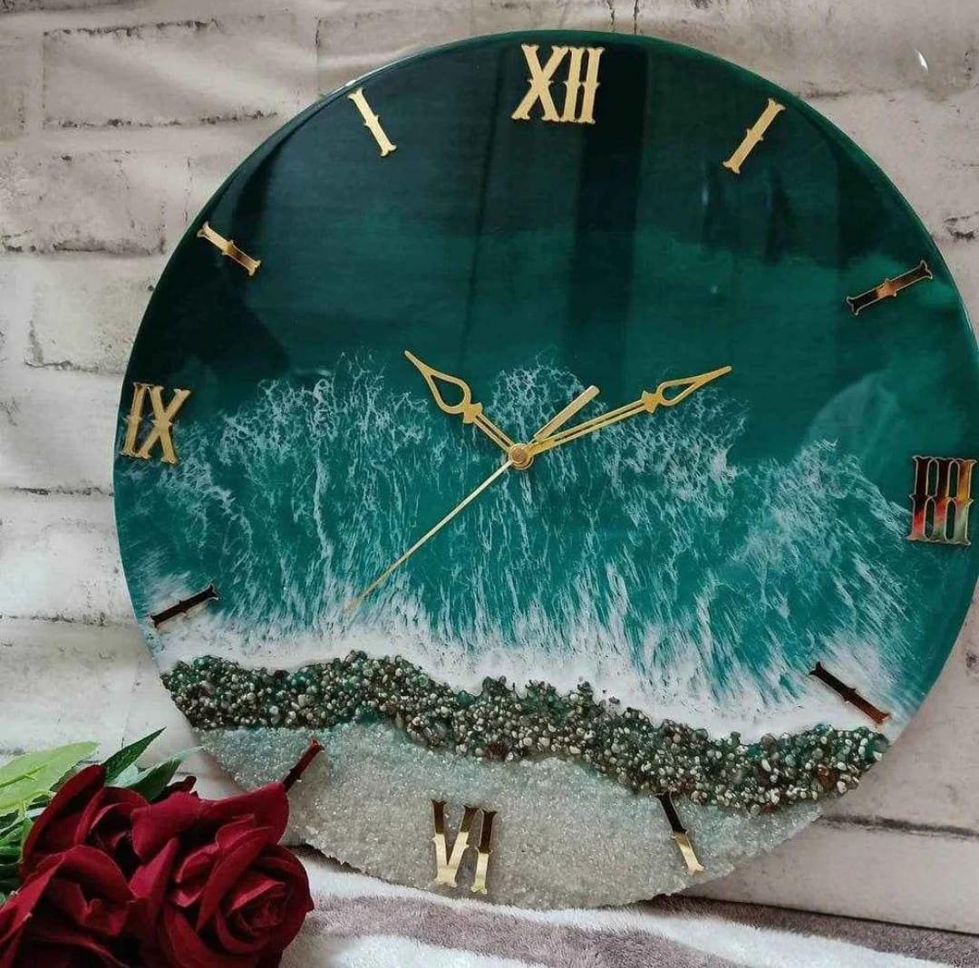 Handmade Ocean Wave Resin Wall Clock, Coastal Home Decor, Sea Wave Art ...