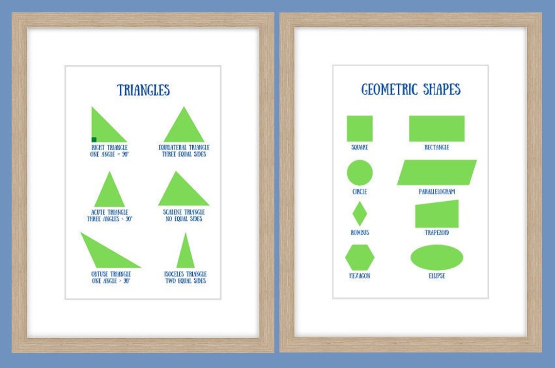 Math Shapes and Triangles, Set of 2 Posters - Printable - Customizable ...