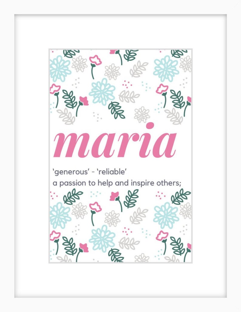 Maria Name Meaning Poster - Printable - Customizable - Digital Download ...