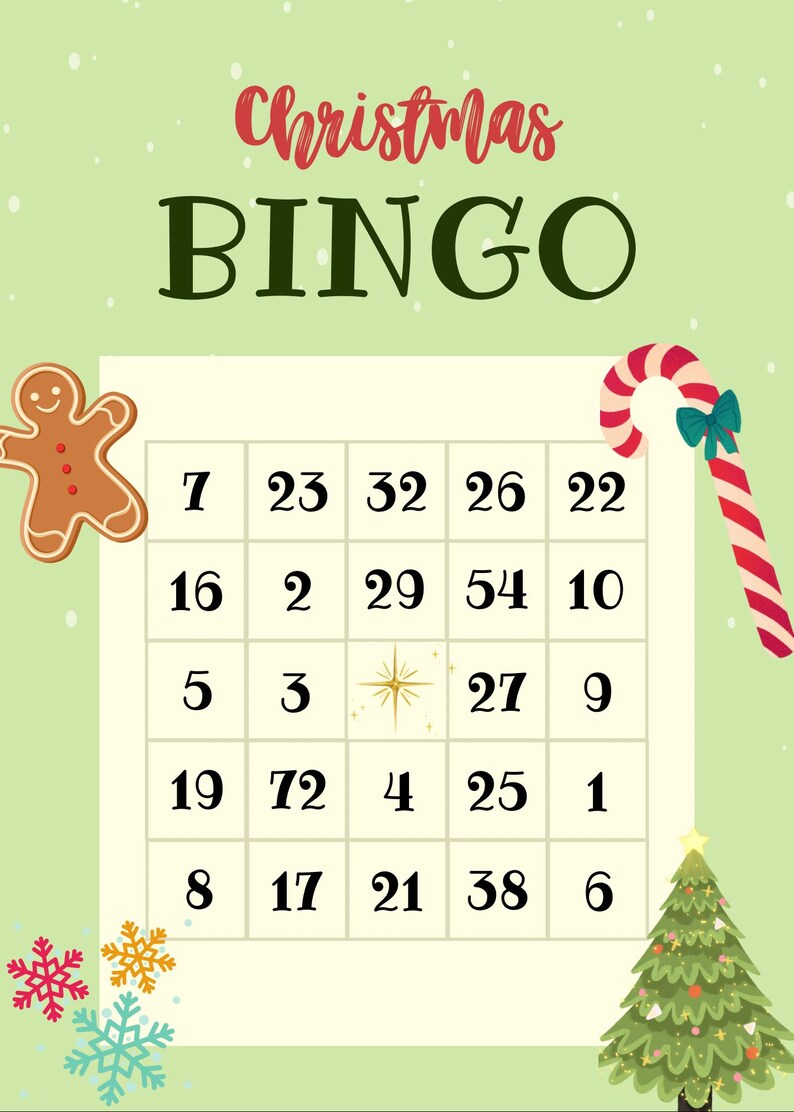 Christmas Number Bingo Game Printable, Holiday Party (PDF) Gender ...