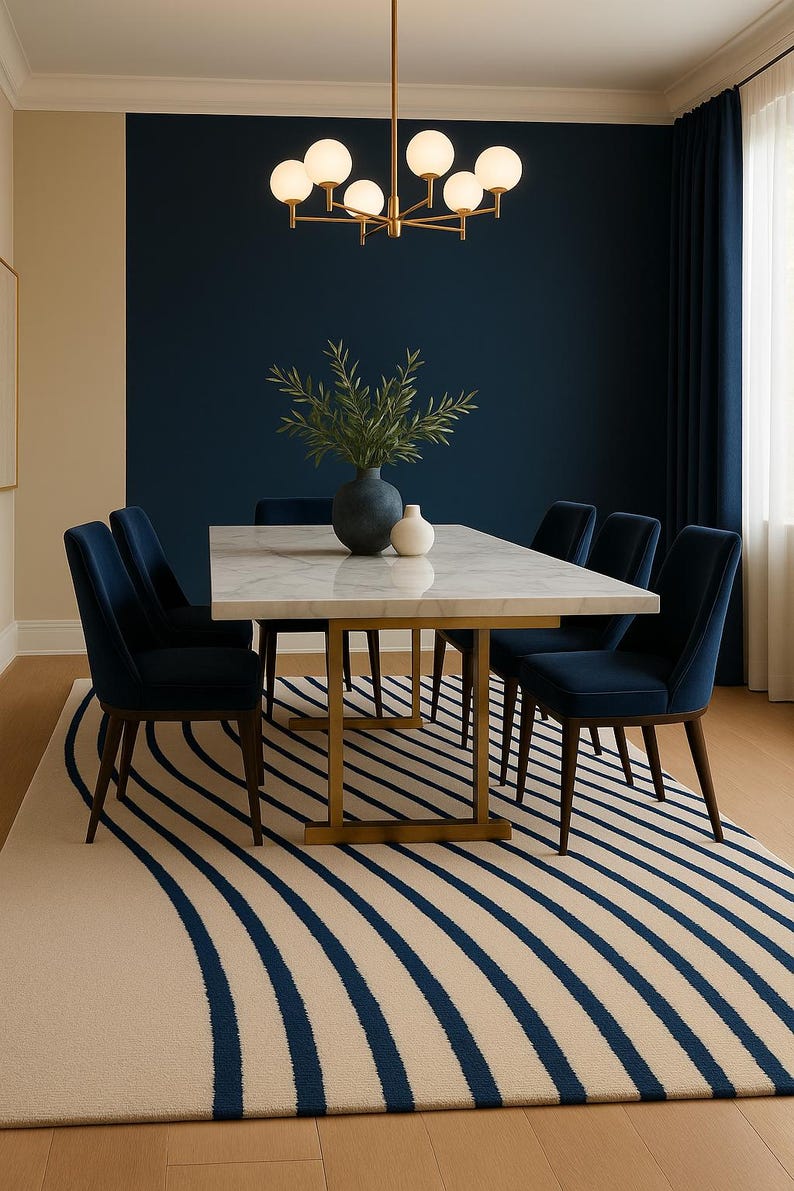 Wavy Line Modern Rug-contemporary Blue Curve Rug for Living Room - Etsy
