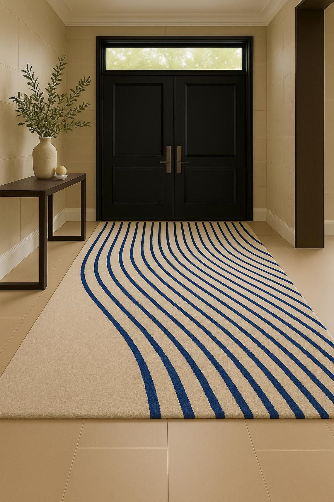 Wavy Line Modern Rug-contemporary Blue Curve Rug for Living Room - Etsy