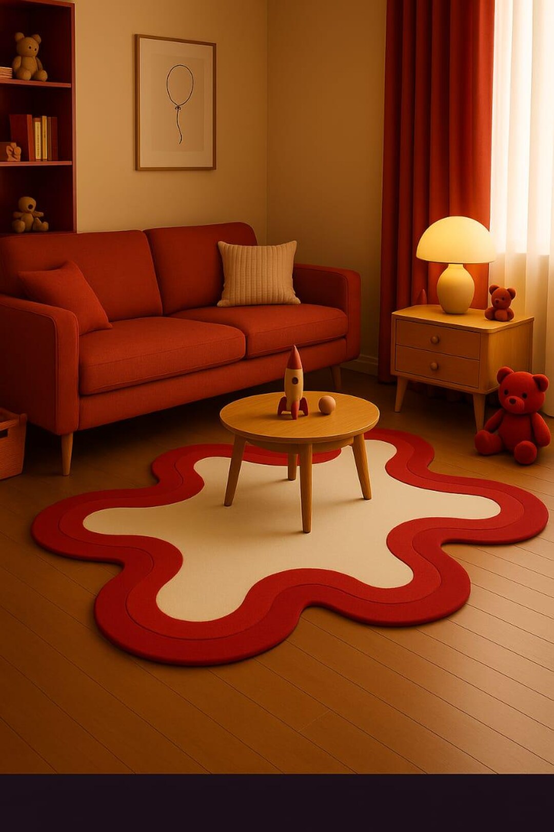 Irregular Red Wave Splash Rug for Living Room, Kids Room & Kitchen - Etsy