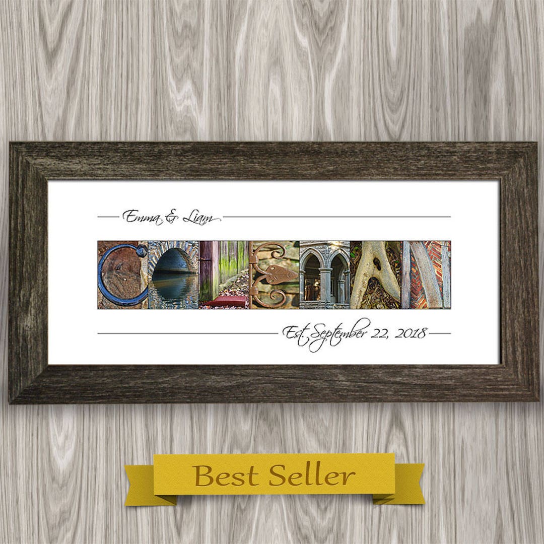 Unique Wedding Gift Idea Framed Last Name Gift Alphabet - Etsy