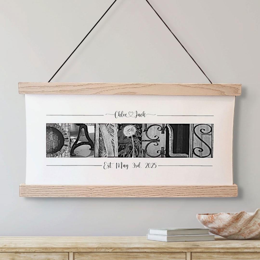 Personalized Last Name Alphabet Art - Framed Canvas Wedding Gift - Etsy