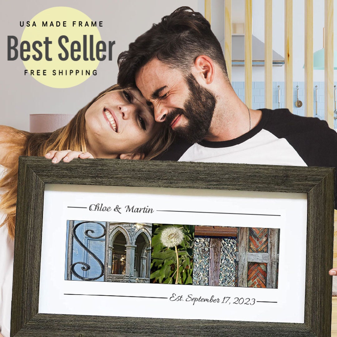 Personalized Last Name Alphabet Art, Framed Anniversary Gift for ...