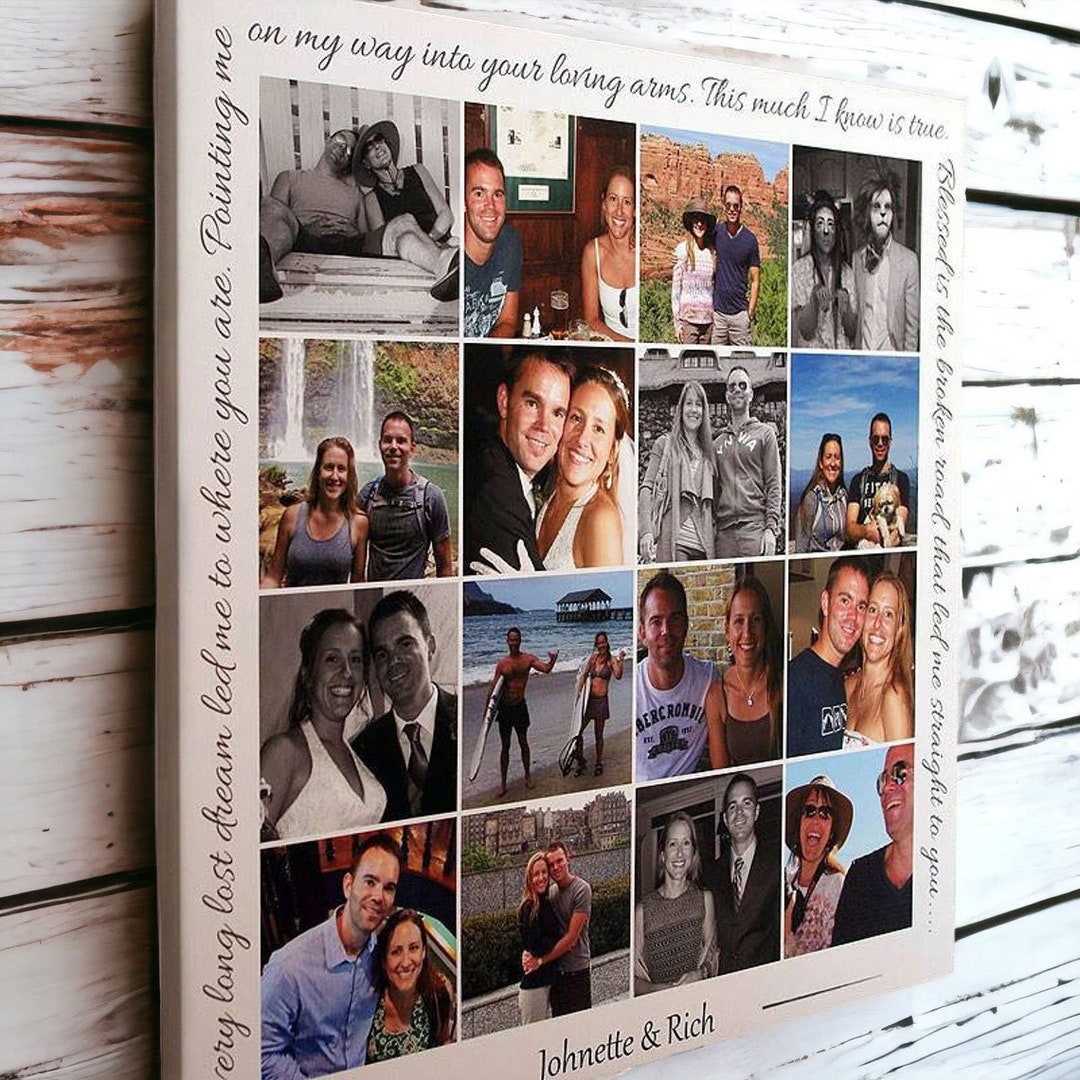 Personalized Photo Collage Canvas, Engagement Gift, Wedding Gift ...