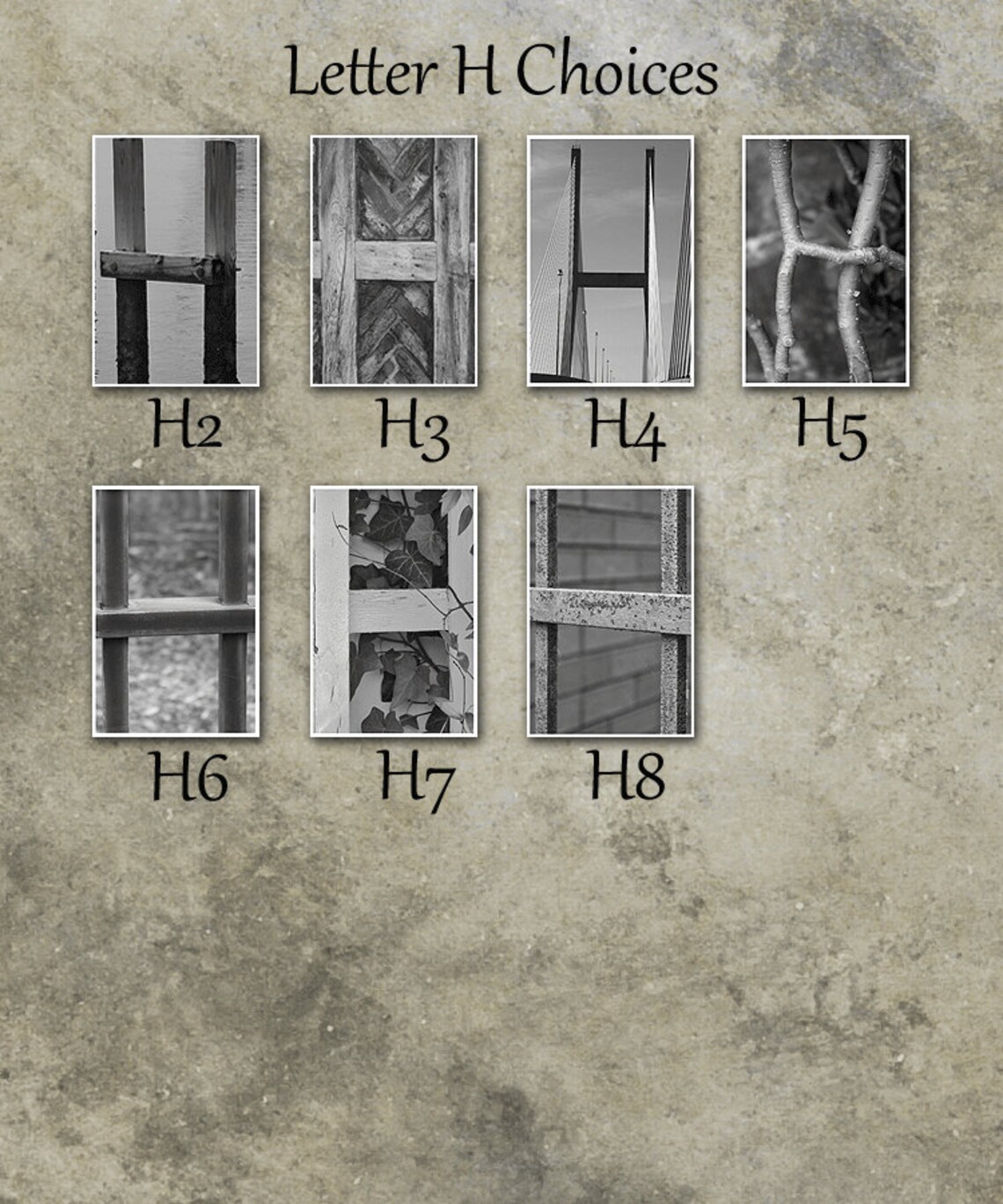 LETTER H Alphabet Photography LETTERS Black and White - Etsy