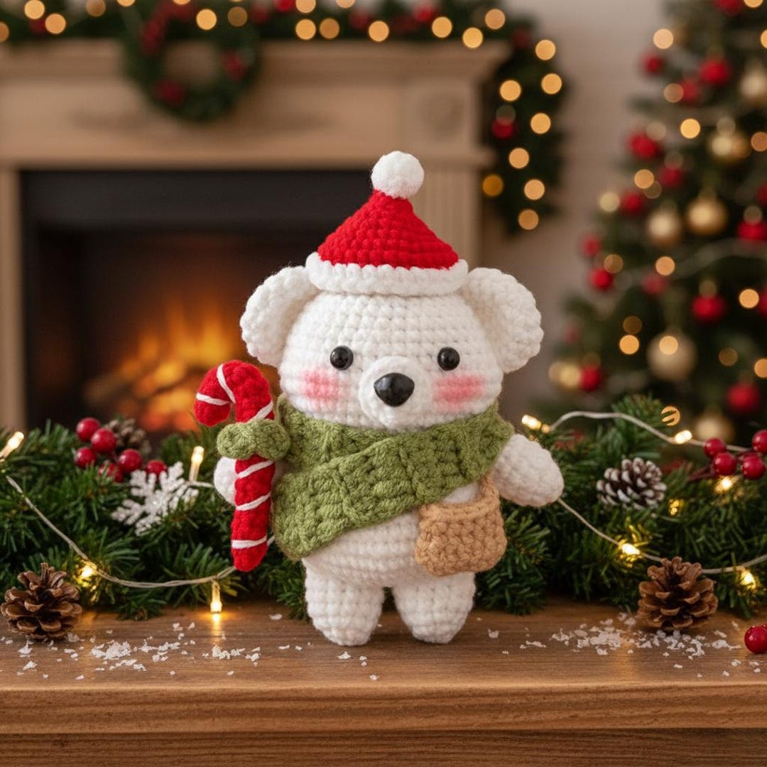 Christmas Bear Crochet Doll, Bear Christmas Amigurumi, Bear Crochet ...