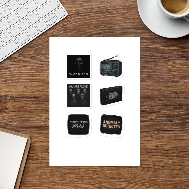 Analog Horror Sticker Sheet | VHS Tape, Radio, Creepy Creatures & Text ...