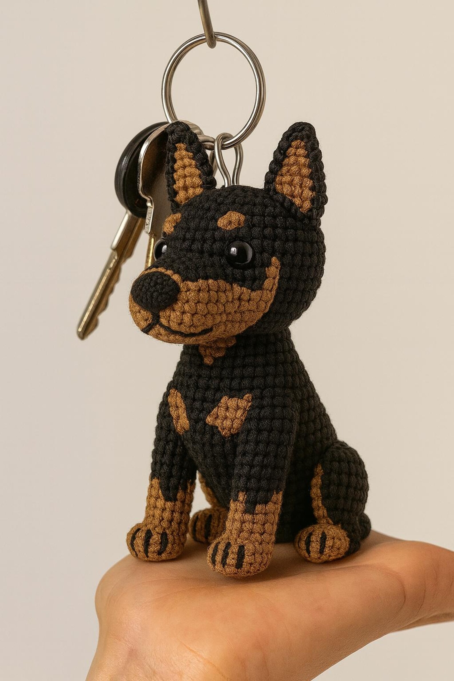 Crochet Amigurumi Doberman Keychain – Crochet Pattern PDF (german ...