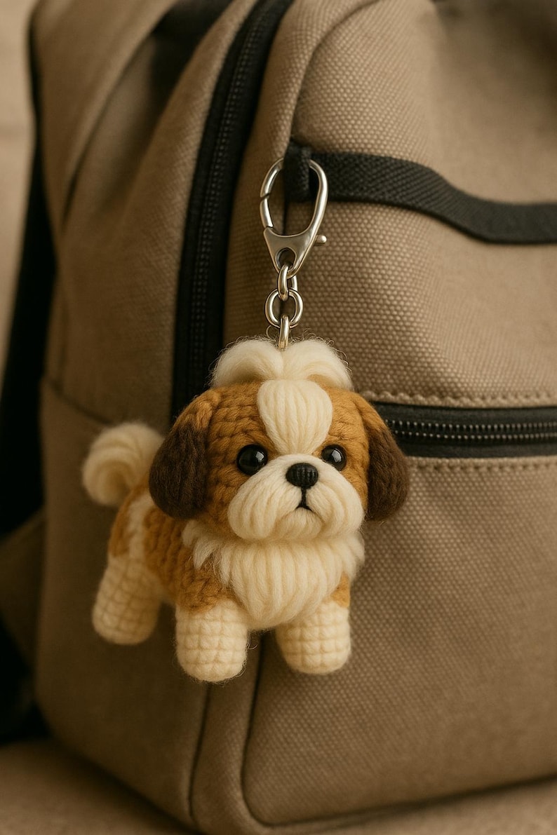Shih Tzu Amigurumi Keychain – Crochet Pattern PDF – Mini Shih Tzu to ...