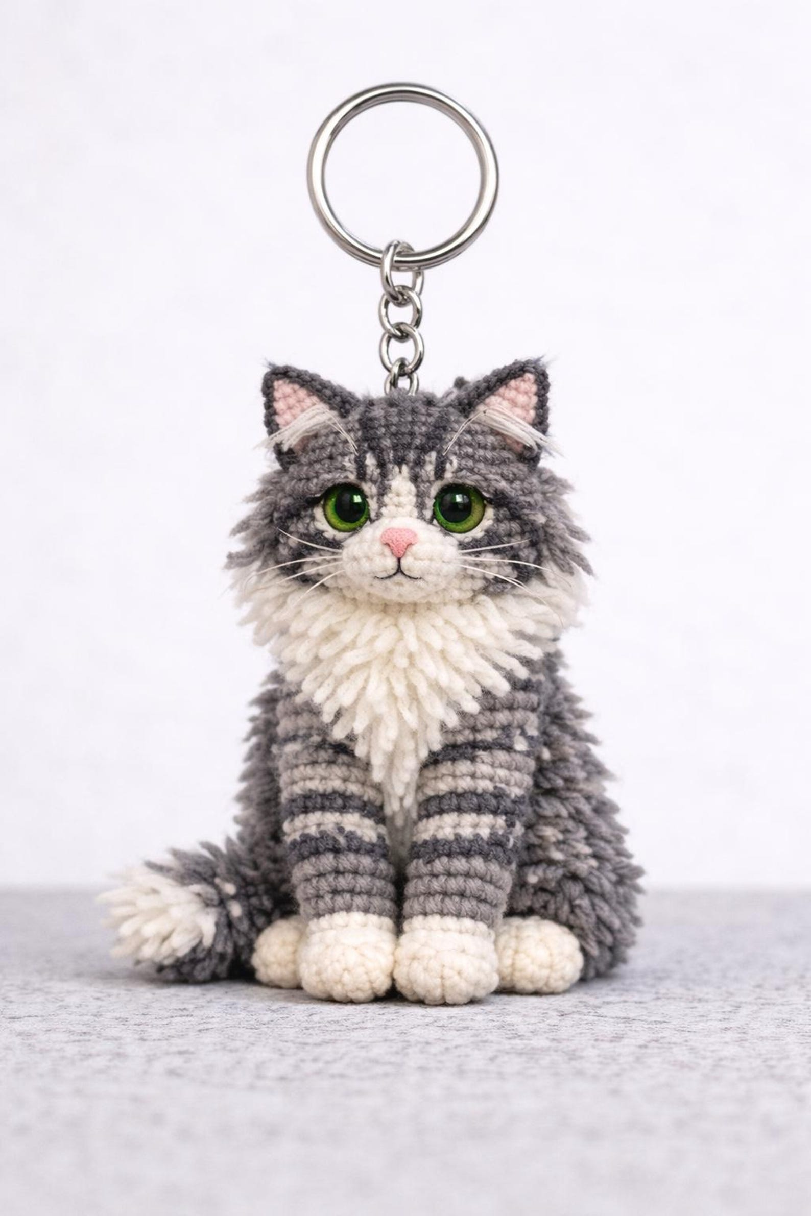 Norwegian Forest Cat Crochet Pattern PDF | Sitting Amigurumi Keychain ...