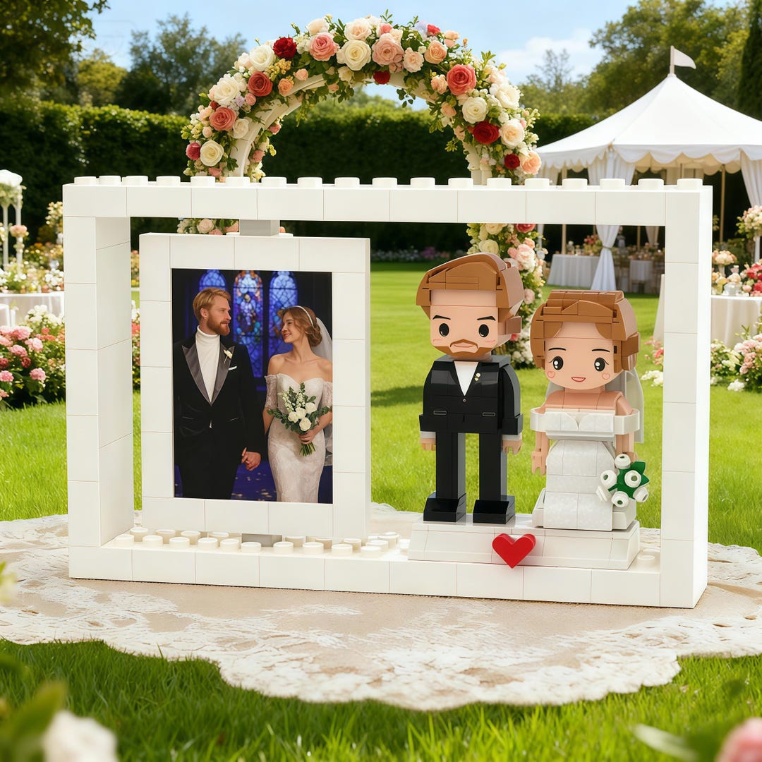 Custom Wedding Brick Couple Keepsake, Personalized Bride & Groom Figure ...