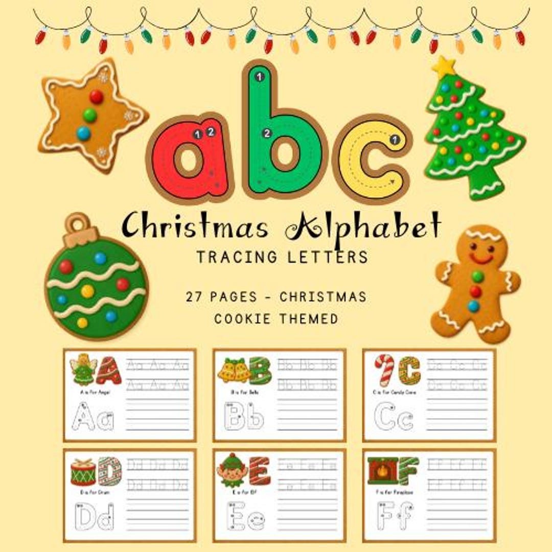 Christmas Alphabet Tracing Worksheets (christmas Cookie Themed) - Etsy