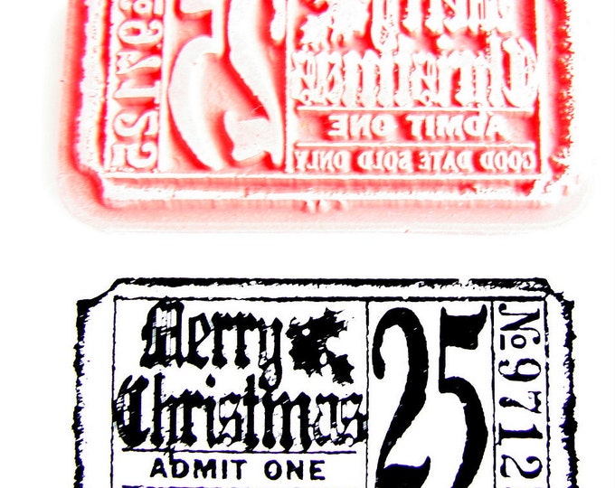 Merry Christmas Admit One Ticket Stamp Rubber Cling Mount Stamp - Etsy