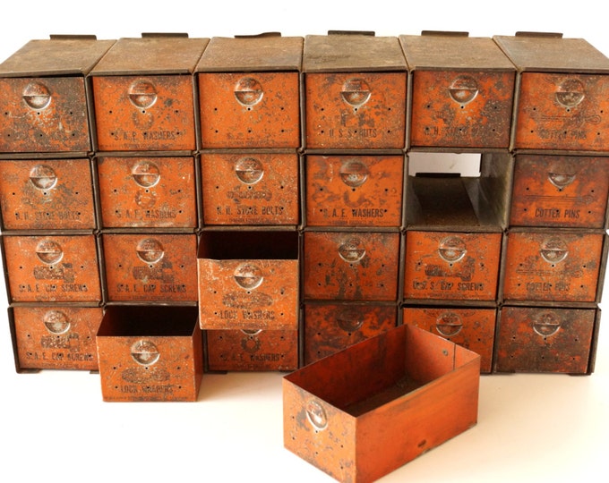 Vintage Dorman Parts Drawer | Hardware Bin With 24 Drawers in Rustic ...