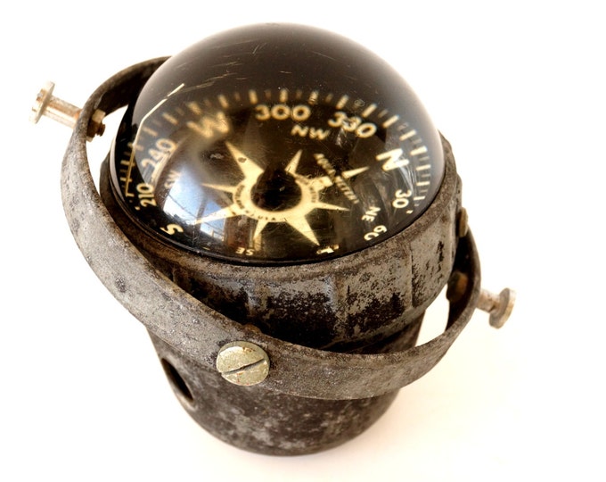 Vintage Marine Compass Liquid Filled in Black Metal Housing by - Etsy