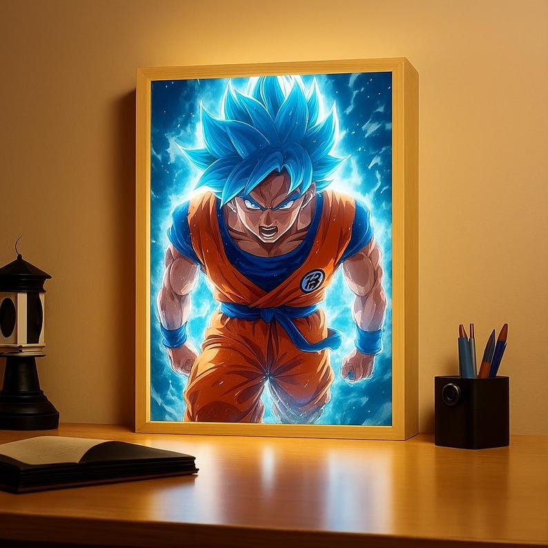 San Goku Blue Dragon Ball Z Frame Lamp Illuminated - Etsy