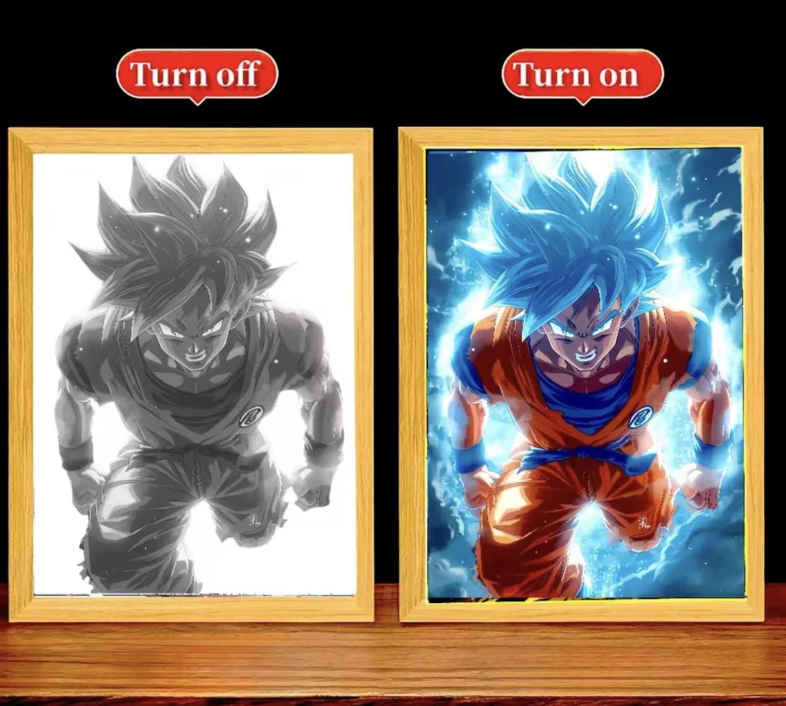 San Goku Blue Dragon Ball Z Frame Lamp Illuminated - Etsy
