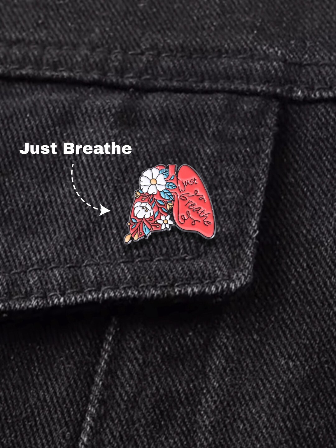 Just Breathe Enamel Pin – Funny Lungs Pins, Cute Medical Pins, Backpack ...